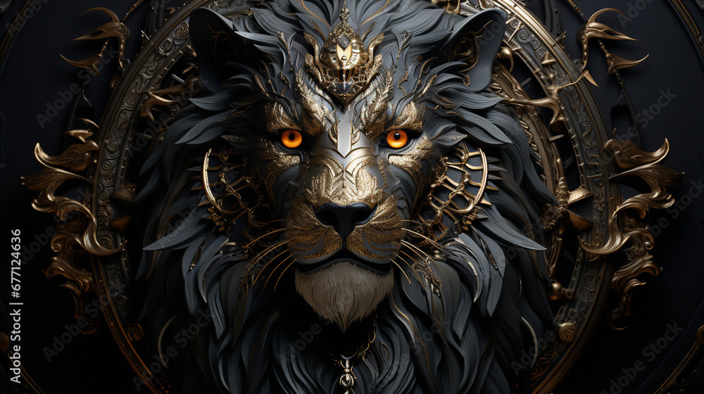 Fluid Ferocity: Illustrate a Lion's Fierce Presence Using Ferrofluid, a ...