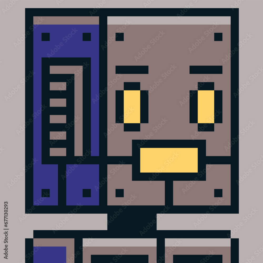 Robot head pixel art cartoon character avatar profile picture ...
