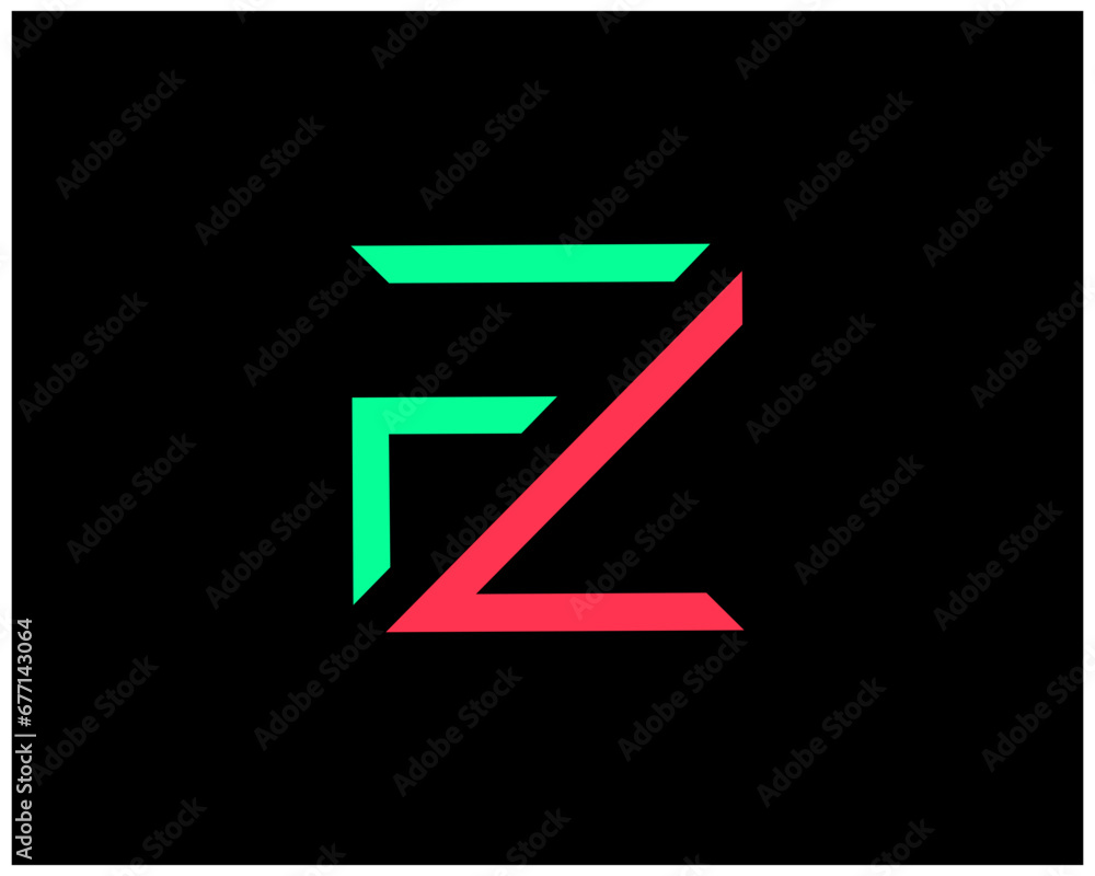Initial FZ lettering, F and Z monogram logo colorful template. Abstract ...