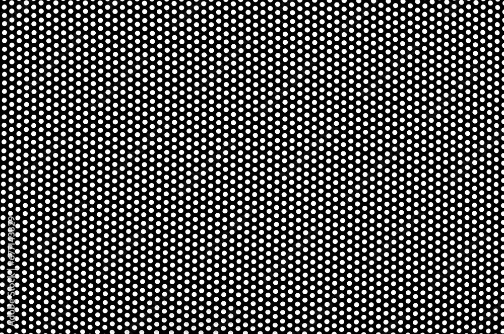 Texture of metal black mesh with round holes on a white background ...