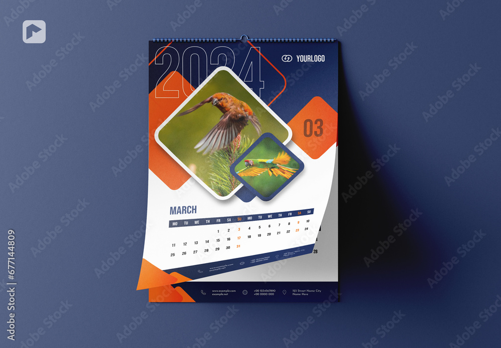 2024 Calender Layout Stock Template | Adobe Stock