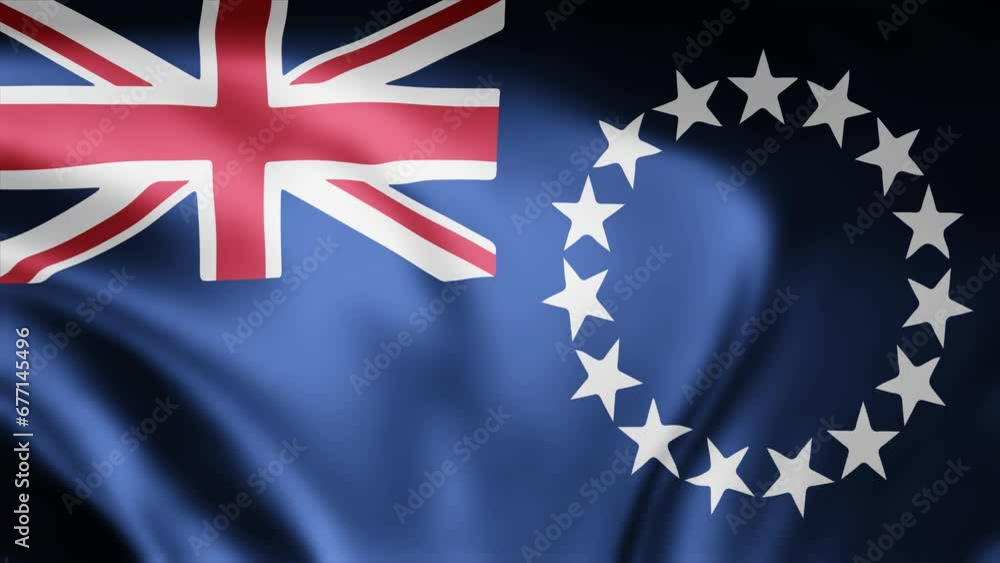Cook Islands flag is waving 3D animation. Cook Islands flag waving in ...