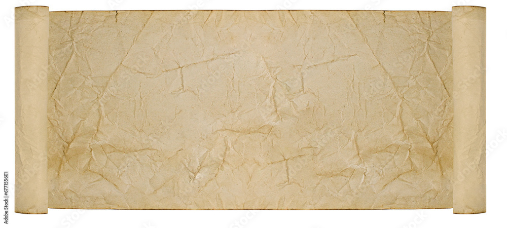 Retro torn aged paper. Scrolls, crumpled paper. Ancient monuments. On ...