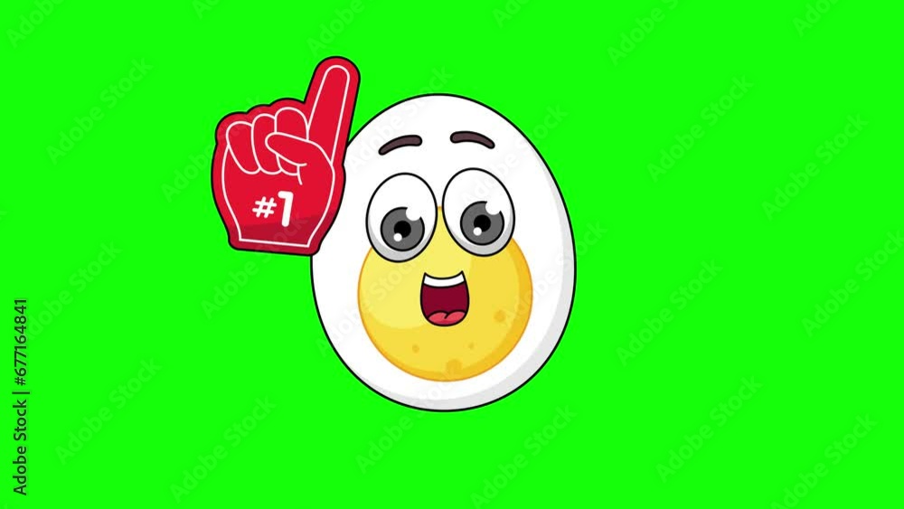 number 1 fan boiled egg cartoon emoticon, looping animation vídeo do ...