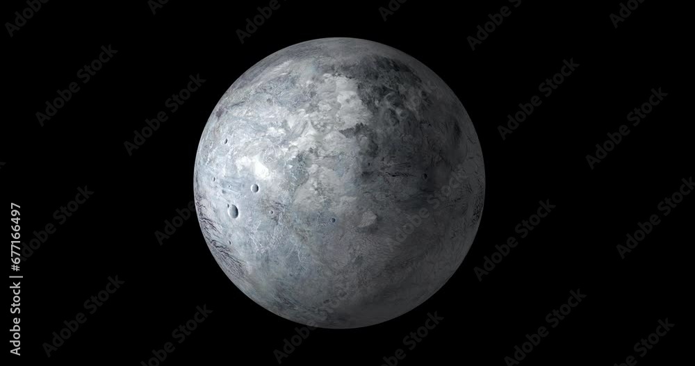 4k animation of spinning dwarf planet of the solar system Eris on black ...