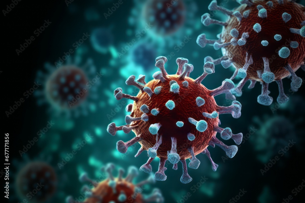 microscopic view of floating influenza virus cells Stock Illustration ...