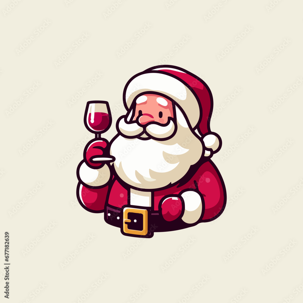 Cute vector cartoon illustration of santa claus logo, vector cute logo ...