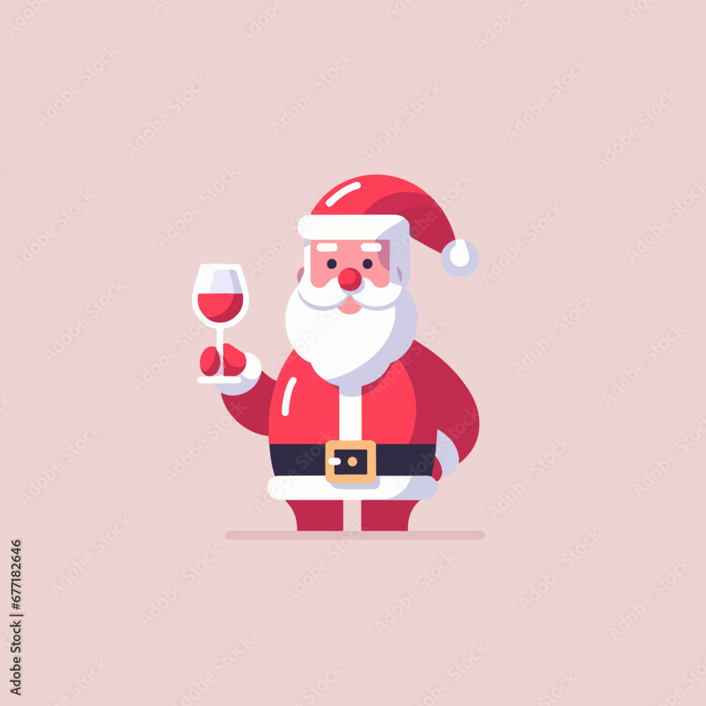 Cute vector cartoon illustration of santa claus logo, vector cute logo ...