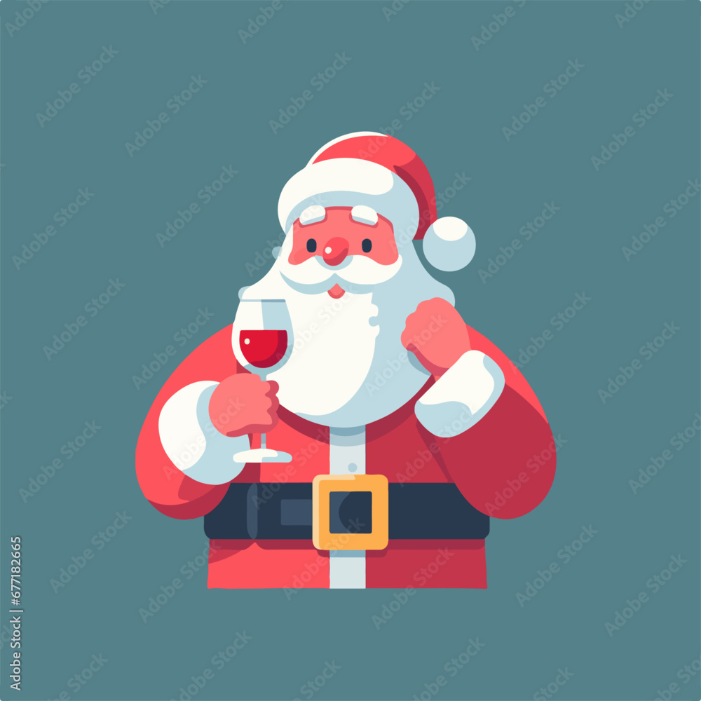 vector flat illustration of santa claus having drink, flat vector santa ...