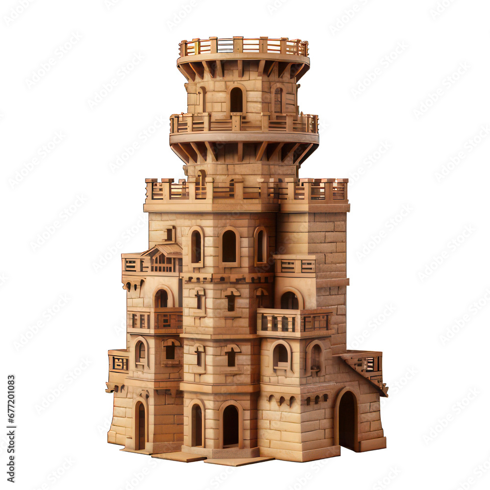 Wooden ancient roman tower isolated on white created with Generative AI ...