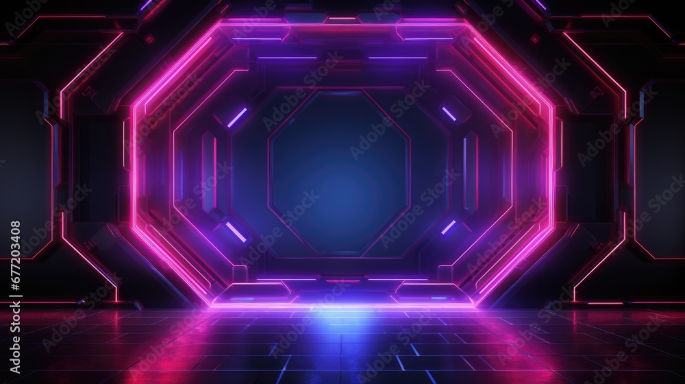 Abstract tech futuristic UI spaceship window display, HUD digital game border panel. Stock ...
