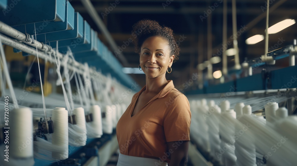 Photo of an African American mature lady carefully working on weaving ...