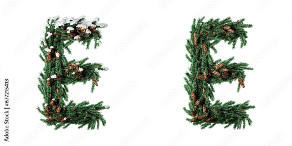 Christmas letter E. Christmas typography. Christmas font or type ...