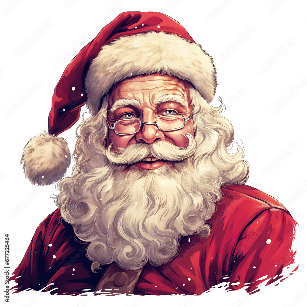 Classic Santa Claus in the red costume illustration, art, isolated on ...