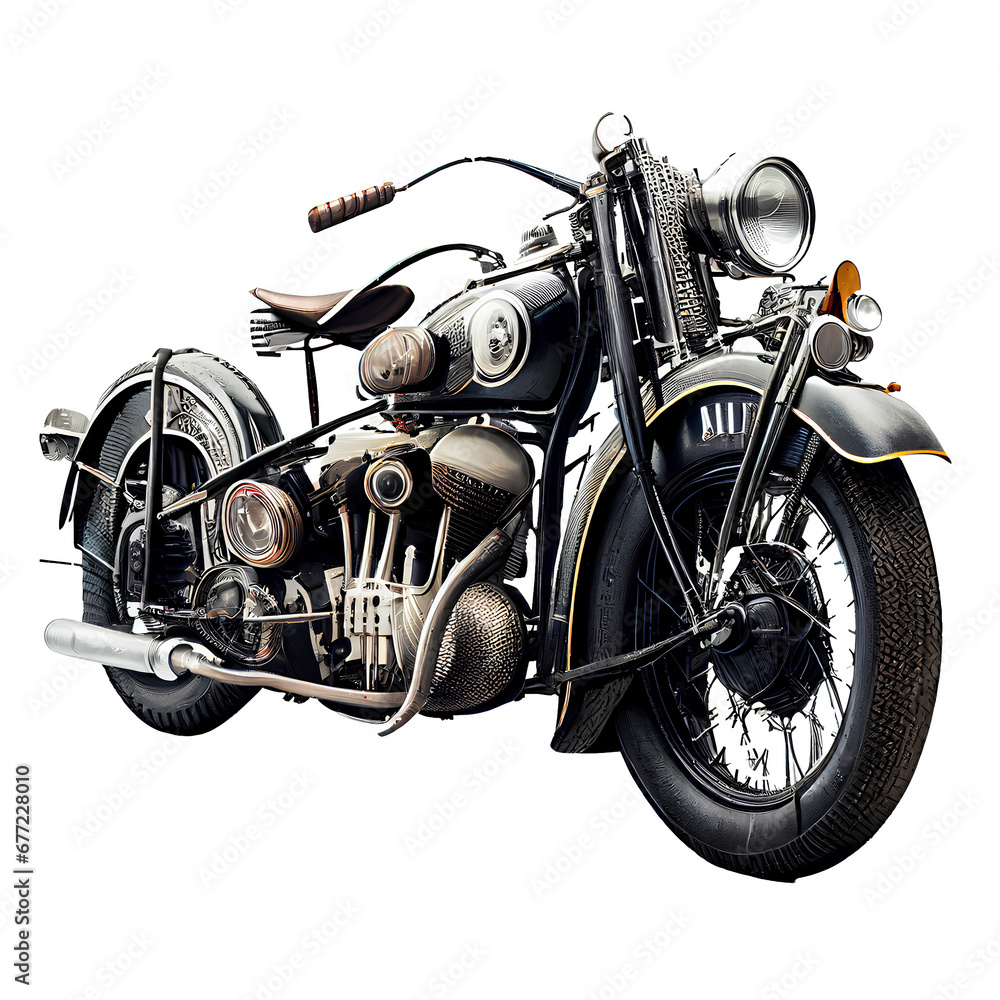 Vintage motorcycle on transparent background PNG Stock Illustration ...