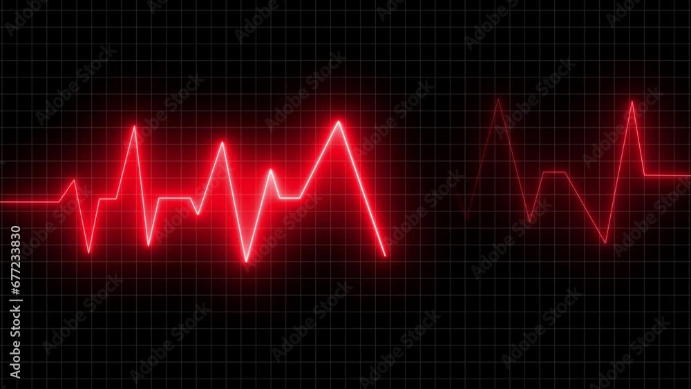 Neon heartbeat on black isolated background. 4k seamless loop animation ...