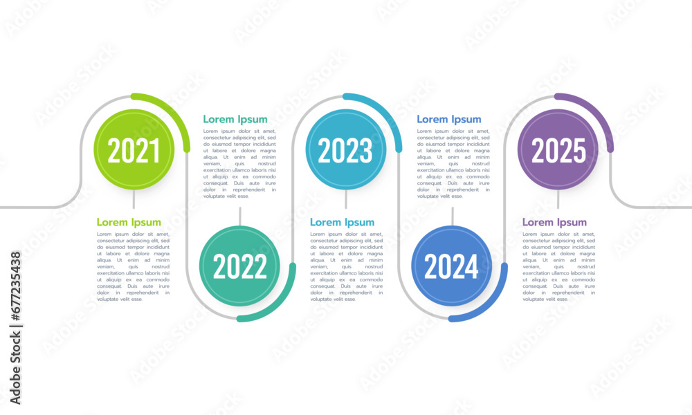 5-year infographic timeline curve design template. Milestone, Planning ...