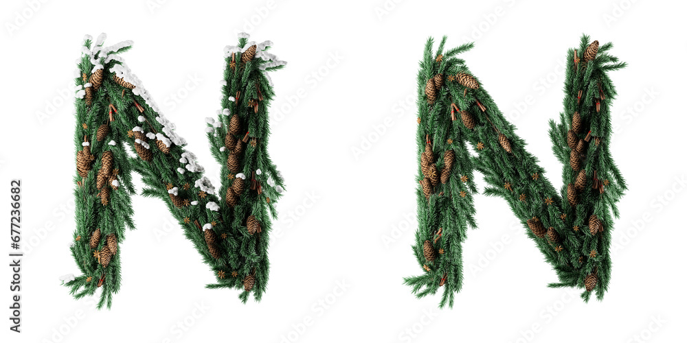 Christmas letter N. Christmas typography. Christmas font or type ...