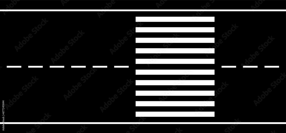 Traffic, city street with zebra lines road marking. Crosswalk icon ...