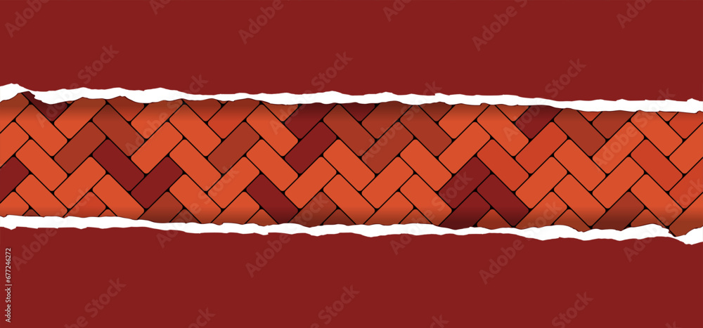 Paving stones with torn paper. sidewalk tiles. Zig zag paving blocks ...