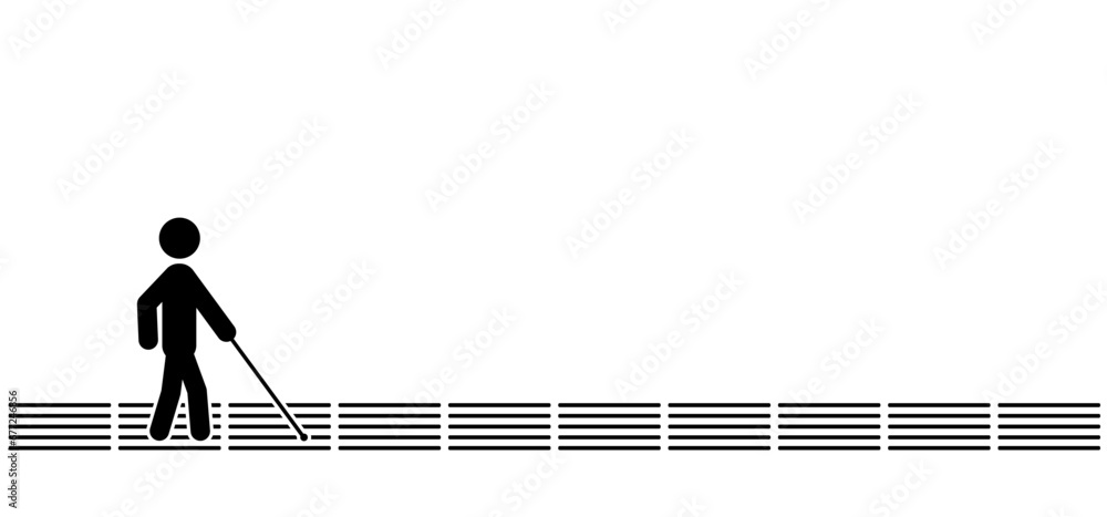 Keep aisle clear or Keep access clear. Braille blocks of tactile paving ...