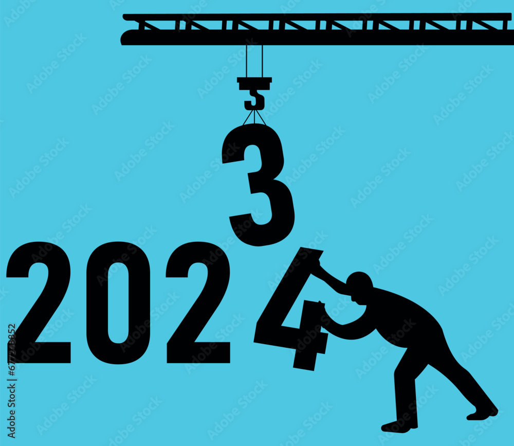 Happy new year 2024 welcome vector design. Year changing from 2023 to ...