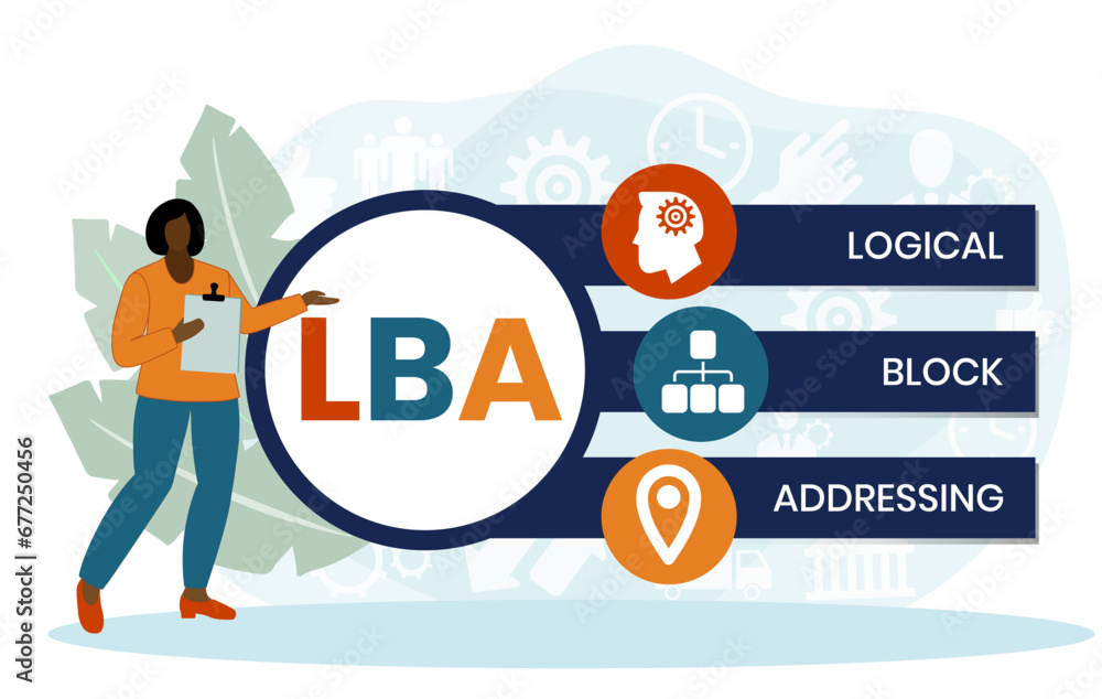 LBA - Logical Block Addressing acronym. business concept background ...