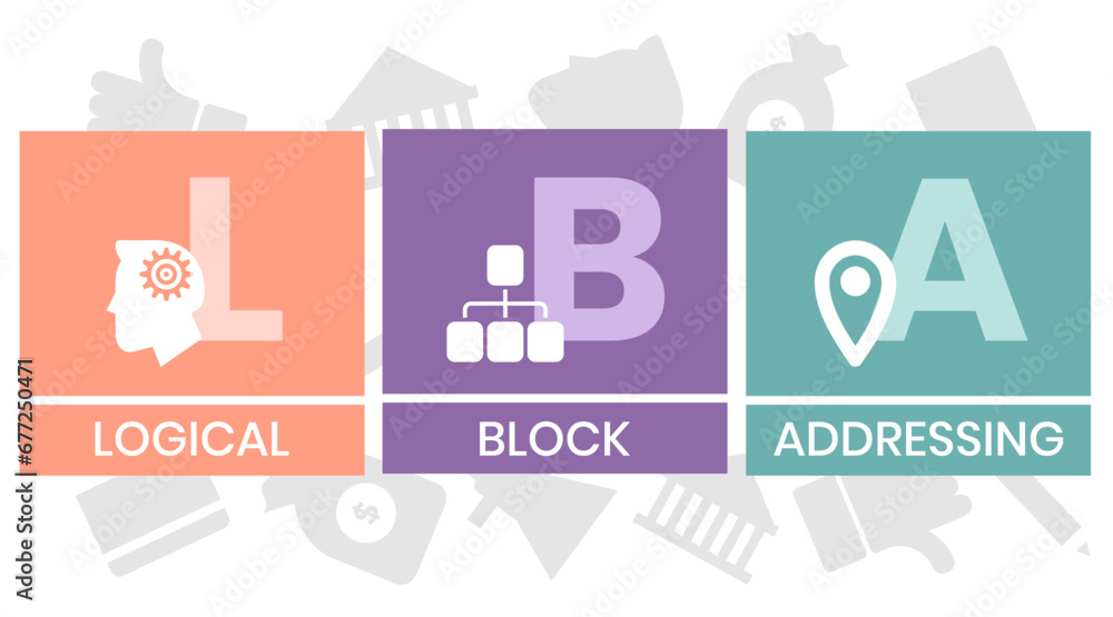LBA - Logical Block Addressing acronym. business concept background ...