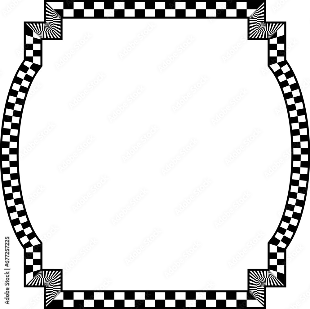 Square shape Check pattern checkered vector vintage frames retro badge ...