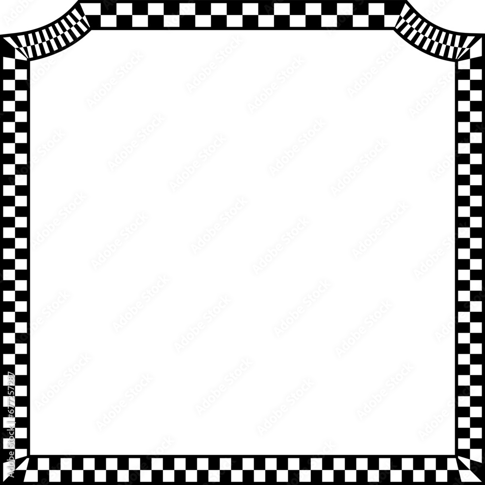 Square shape Check pattern checkered vector vintage frames retro badge ...