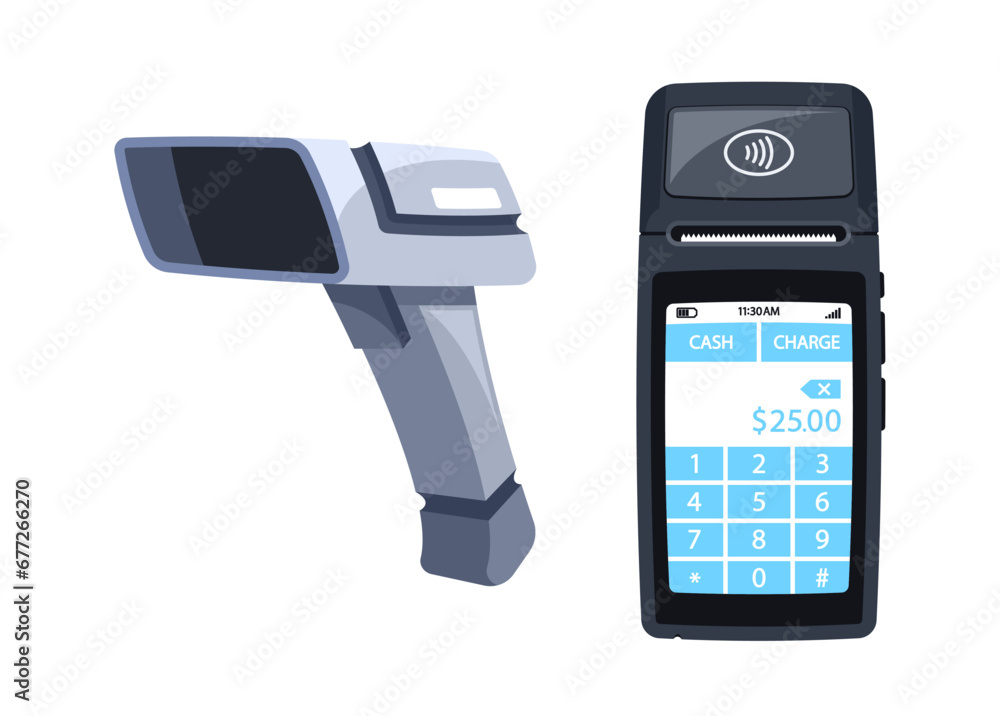 Qr Code Scanner And Pos Terminal. Essential Tools In Modern Commerce ...