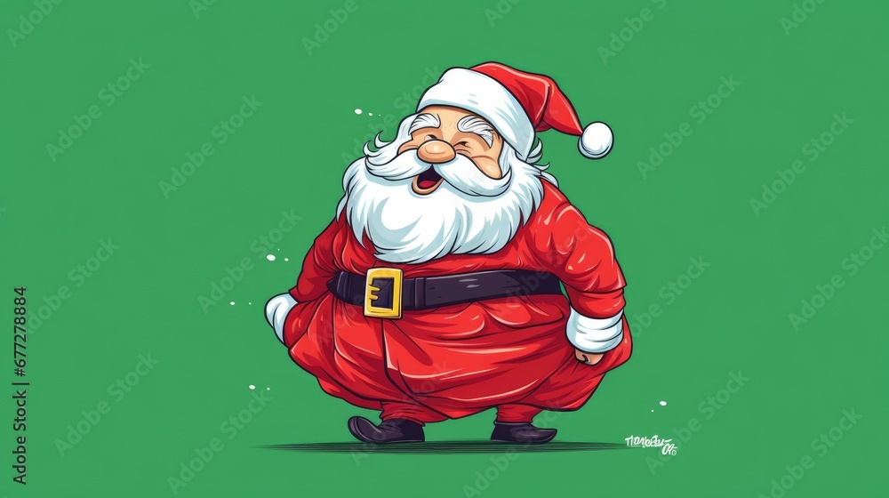 a drawing of a santa clause standing in front of a green background ...