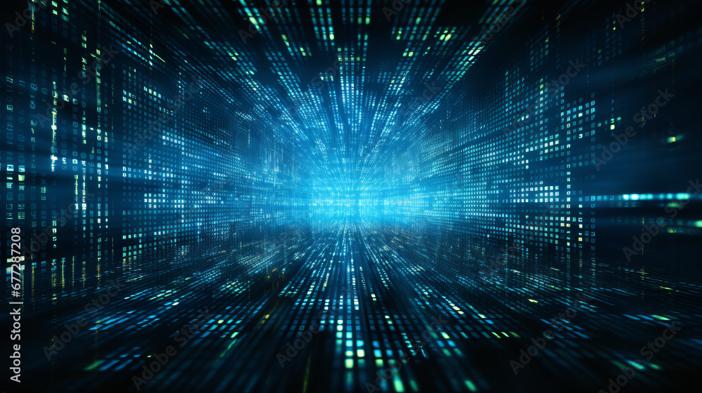 Digital binary code matrix background, 3D rendering, simple abstract design pattern concept ...