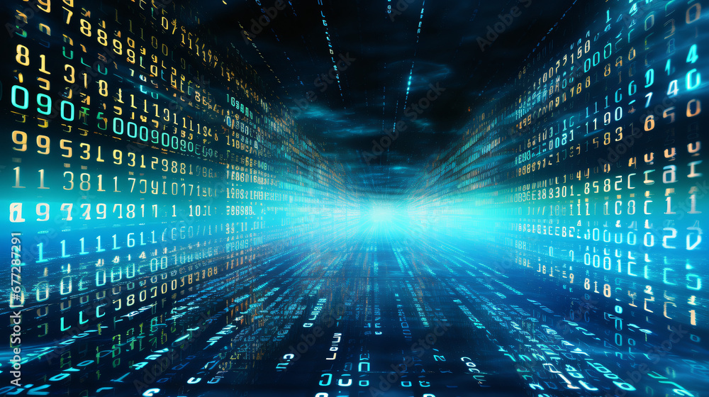 Digital binary code matrix background, 3D rendering, simple abstract design pattern concept ...