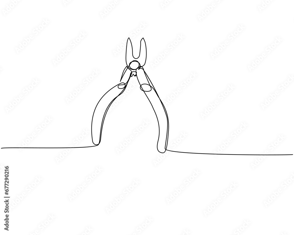 Construction wire cutters, pliers, vise grip, swagers one line art ...