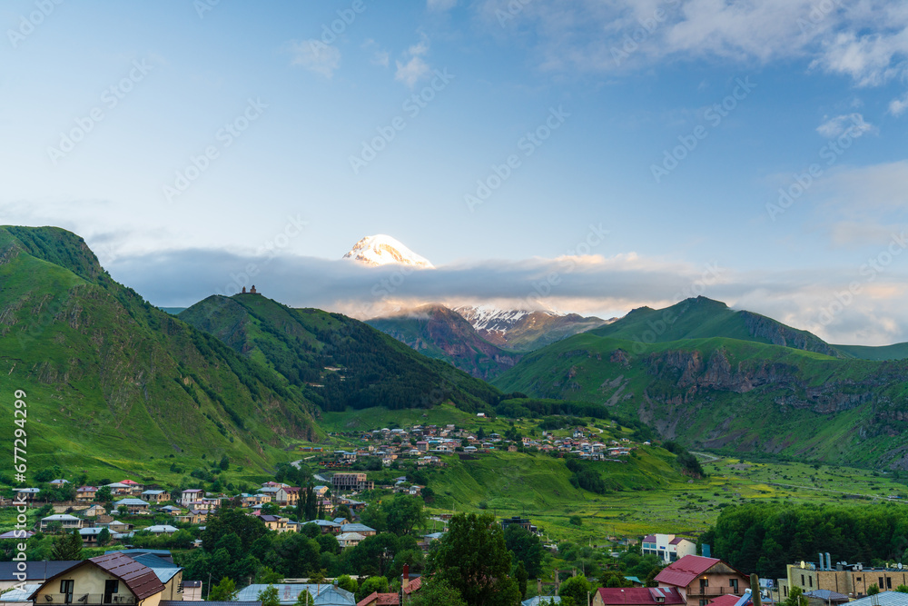 Nature's Palette: Kazbegi's Stunning Green and Snow Landscape ,Witness ...