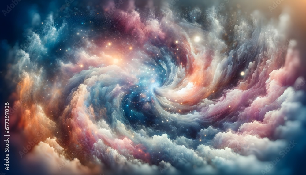 Cosmic Swirl of Starlight and Nebula Dust in Vibrant Colors Stock ...