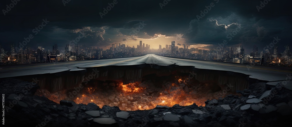 3D illustration of a cross section showing a cutaway of a tar road on ...