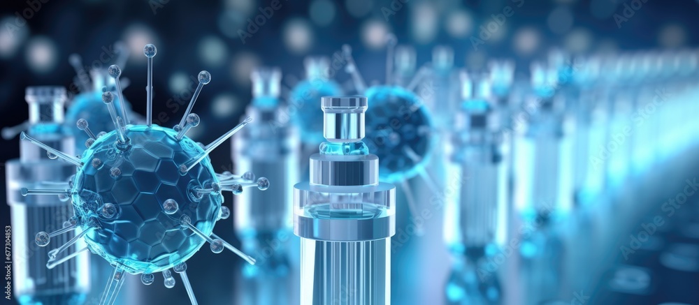 3D illustration of production of COVID 19 vaccines Copy space image ...