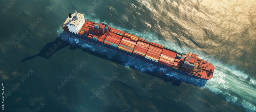 Blocked canal due to huge ship accident aerial view of stranded cargo ...