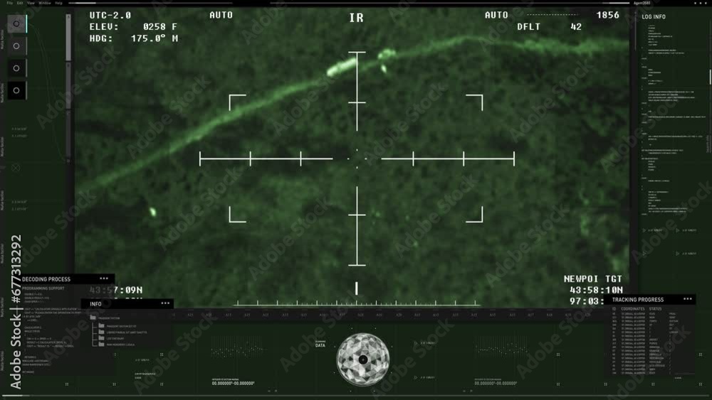 HUD Of Modern Army Weapon System For Aerial Strike With Night Vision ...