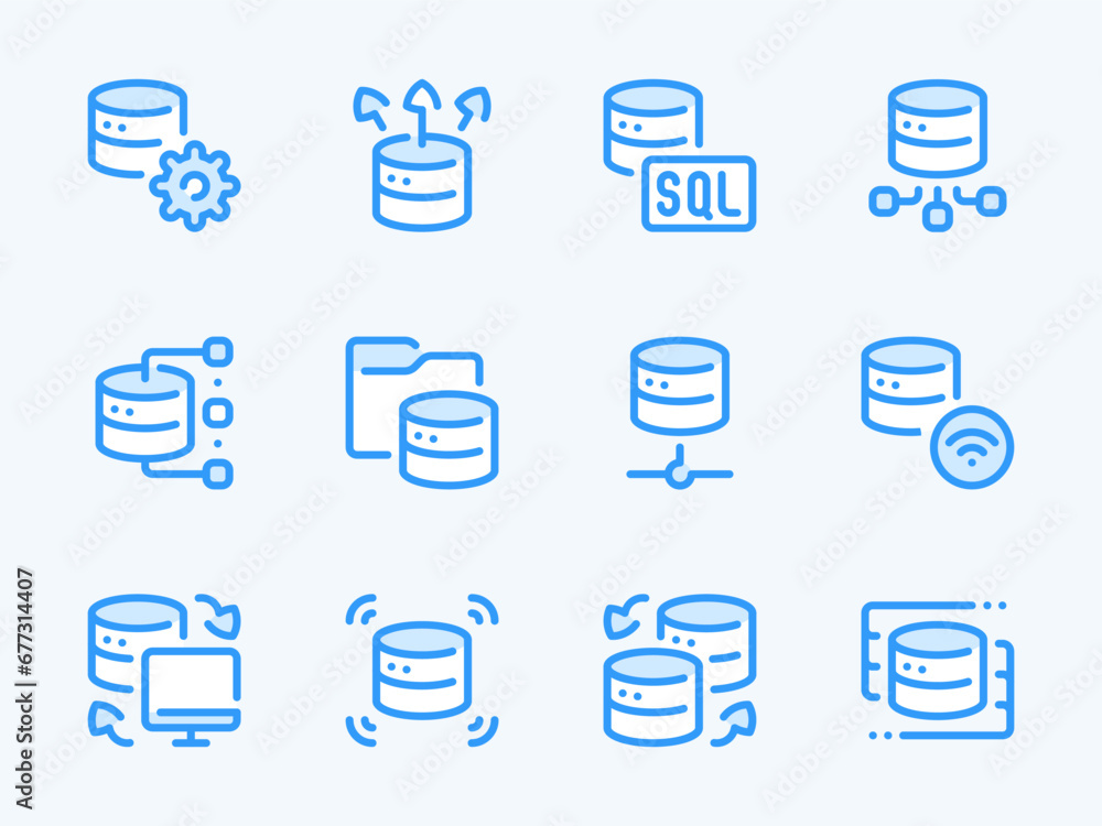 Database and Server vector line icons. Online Storage and Data Center ...