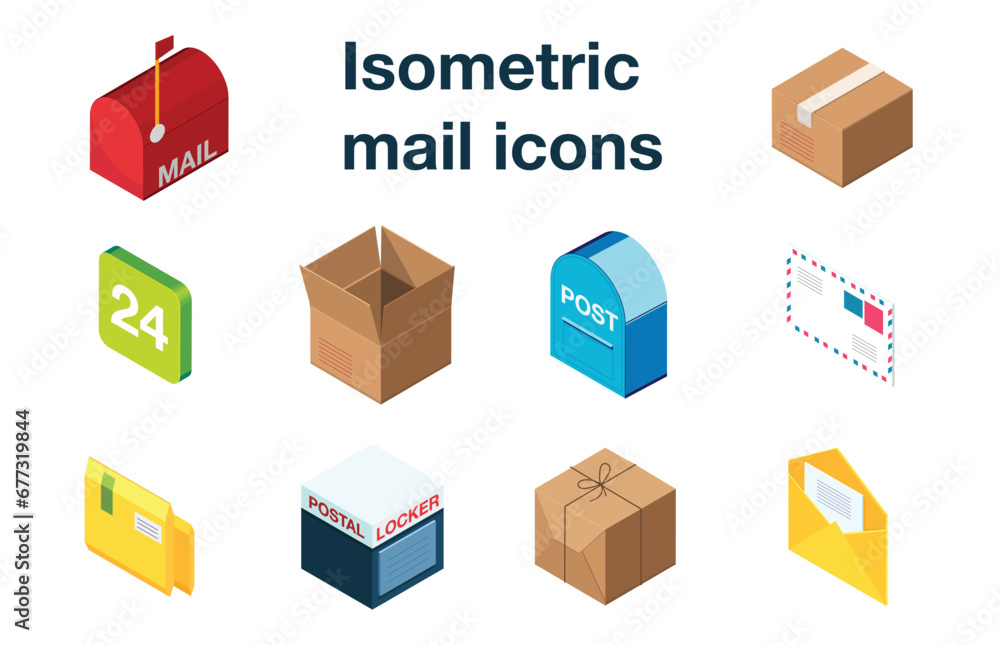 Explore the world of mail with our isometric icon pack: envelopes ...