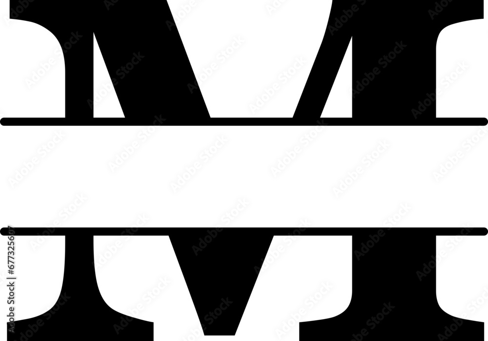 M Letter Split AREA text , cutsom text area Svg vector cutfile for ...