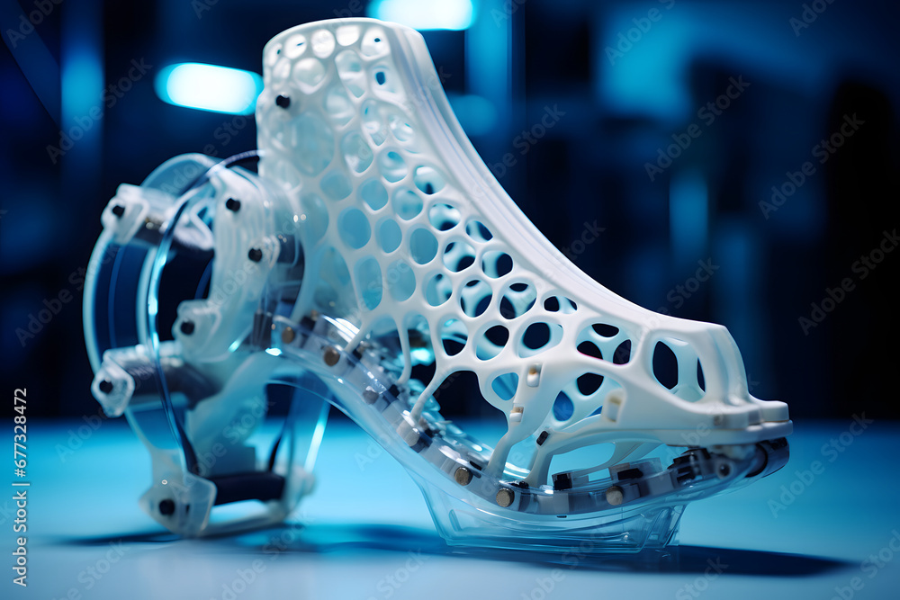bionic prosthesis. an artificial human leg created using 3D printing ...