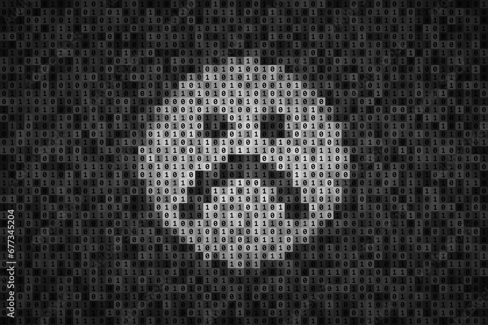 Unhappy sad face icon made from 0 and 1 symbols of binary code Stock ...