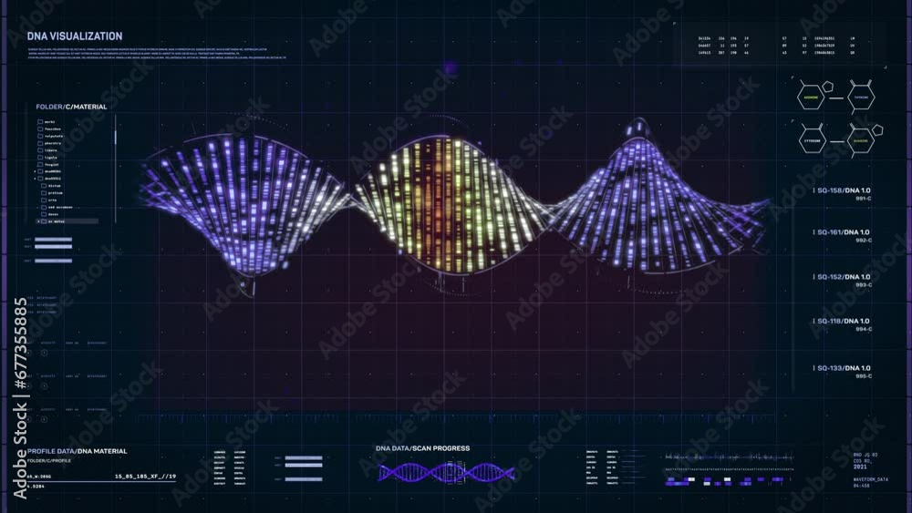 Genetic examination software scanning the virtual projection of the dna ...