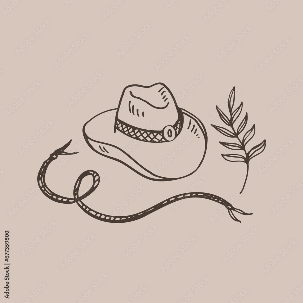 Cowboy theme Wild West concept, western,shepherd life. Hand drawn ...