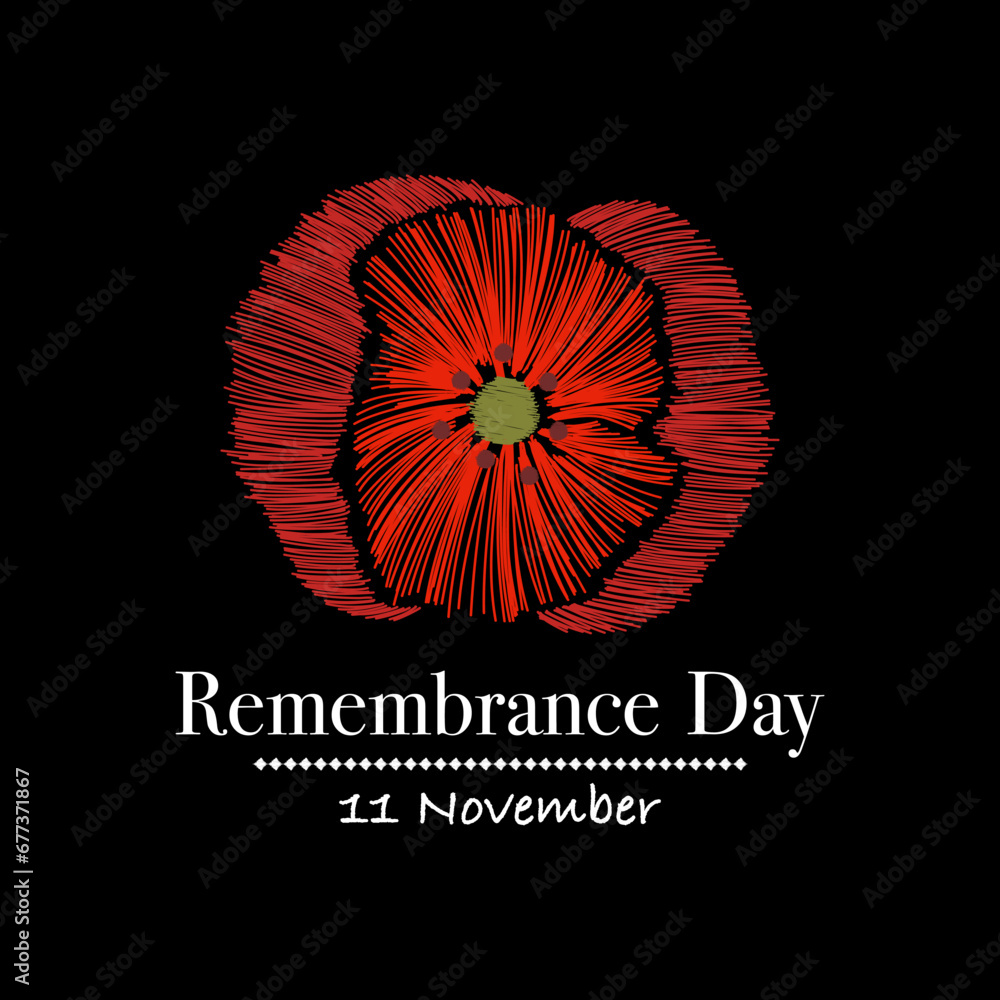Remembrance Day vector background banner. Red Poppy flower - a symbol ...