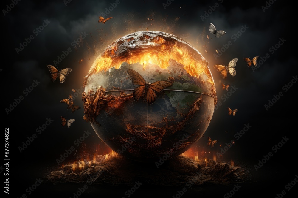 End of the World. Complete destruction of planet. Global warming ...